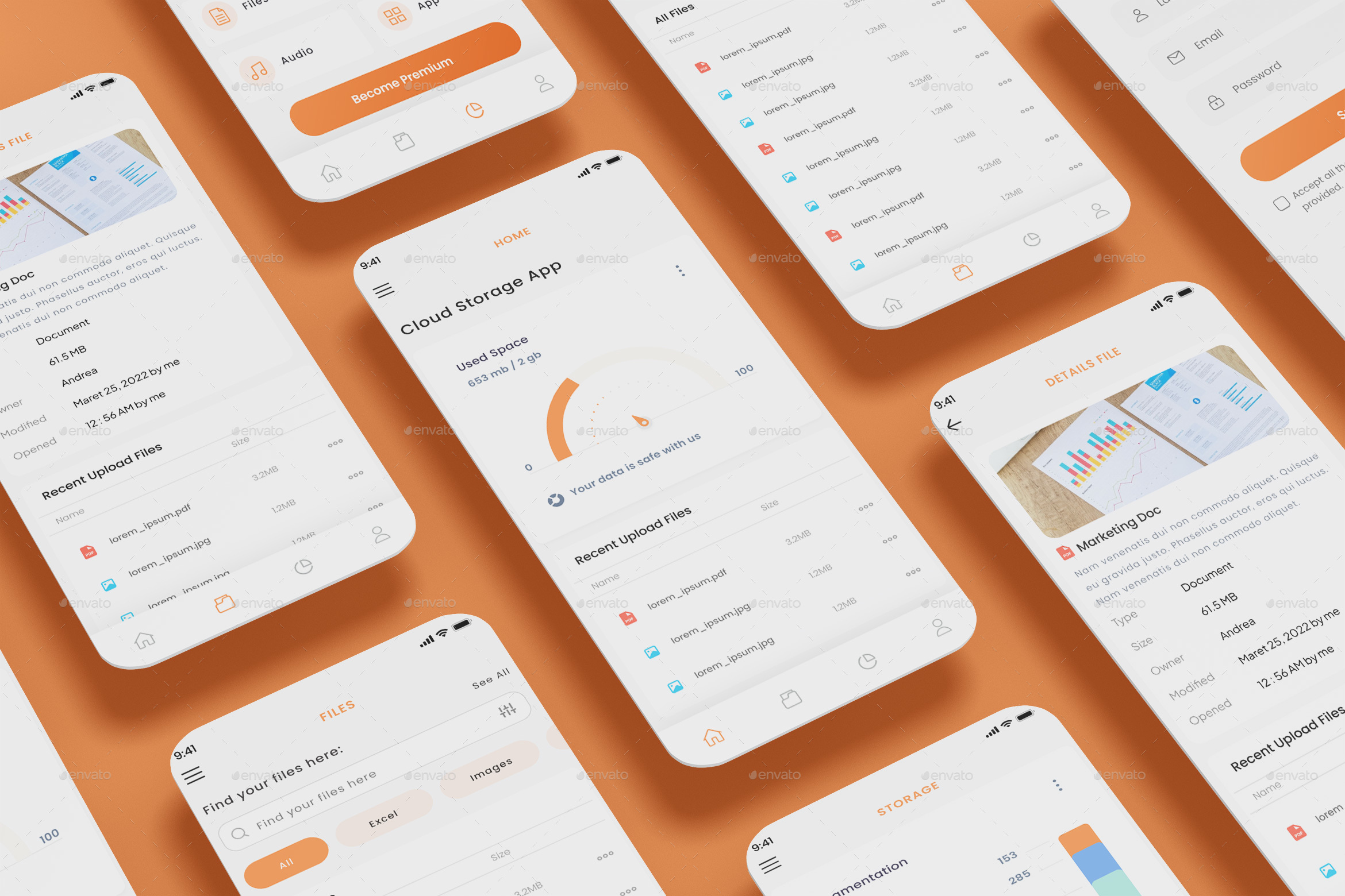 Cloud Storage, Document, File Manager & Memory App, Web Elements | GraphicRiver