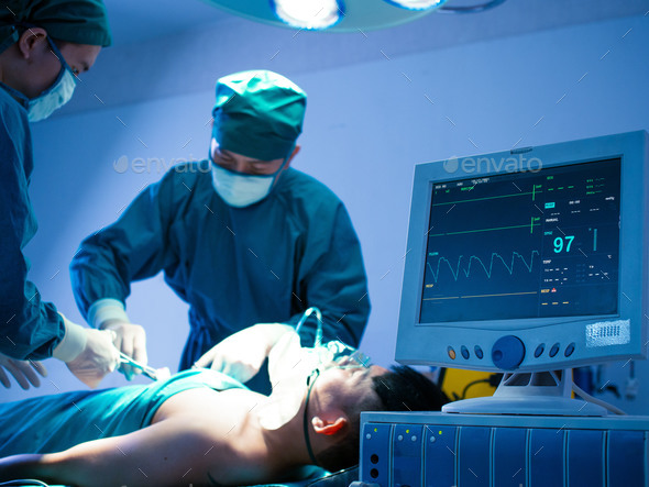 Monitor screen heart rate operation room emergency hospital clinic ...