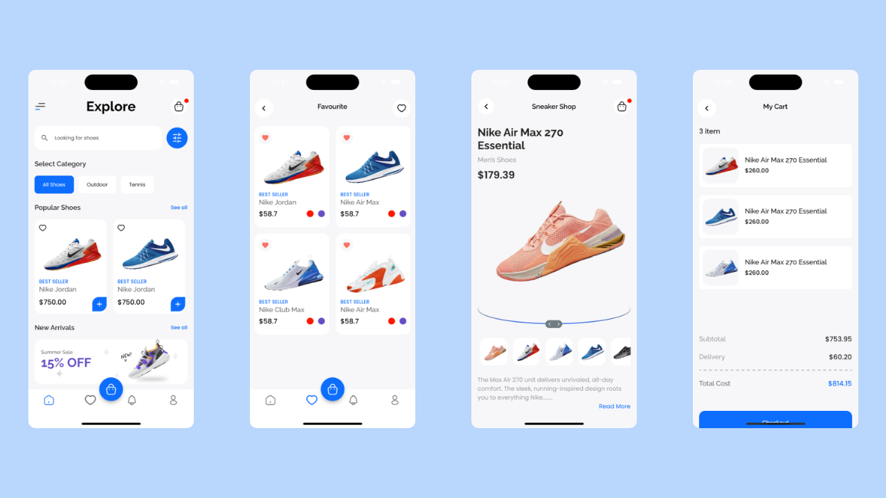 Sneaker Store app - Flutter Mobile App Template by brixetechnology