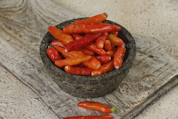 Bird's Eye Chili or Cabai Rawit. It is one of the hottest chili around ...
