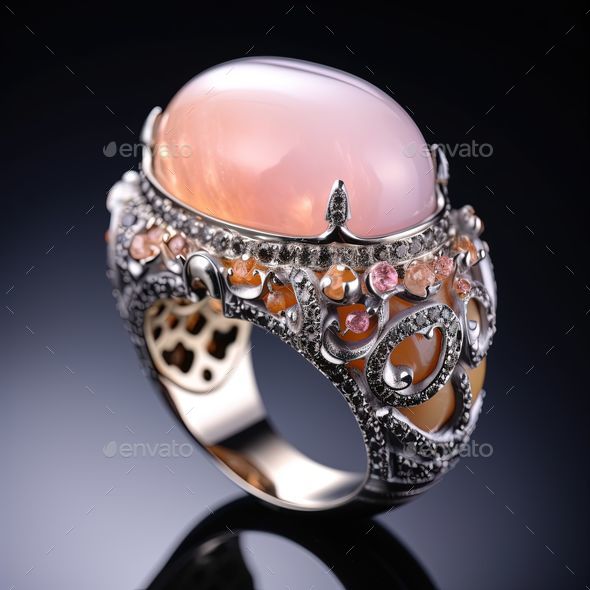 Stunning ring featuring a dazzling stone set and diamonds Stock Photo ...