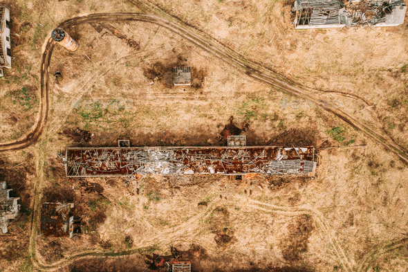 Belarus. Abandoned Barn, Shed, Cowshed, Farm House In Chernobyl ...