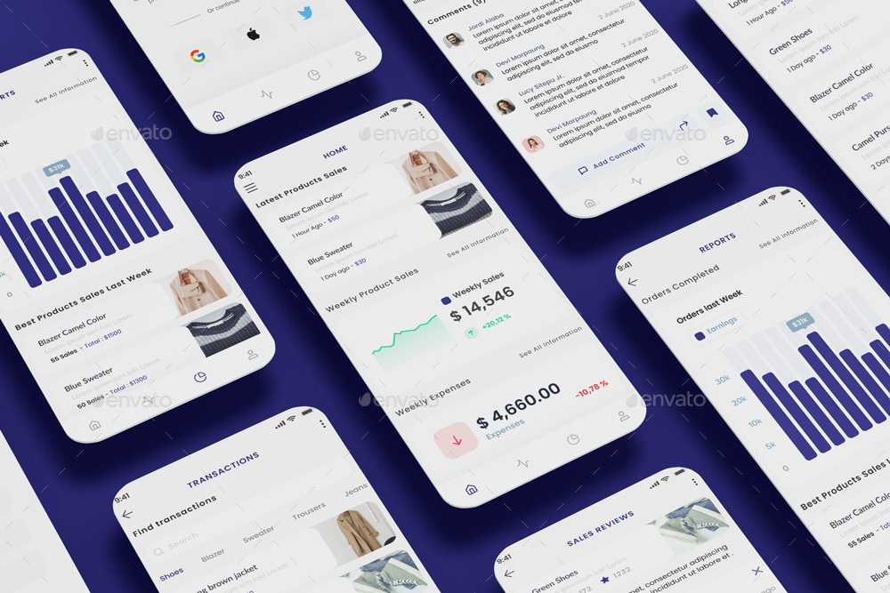 Seller Central, Sales Reports & Selling Shop App Design Template, Web ...