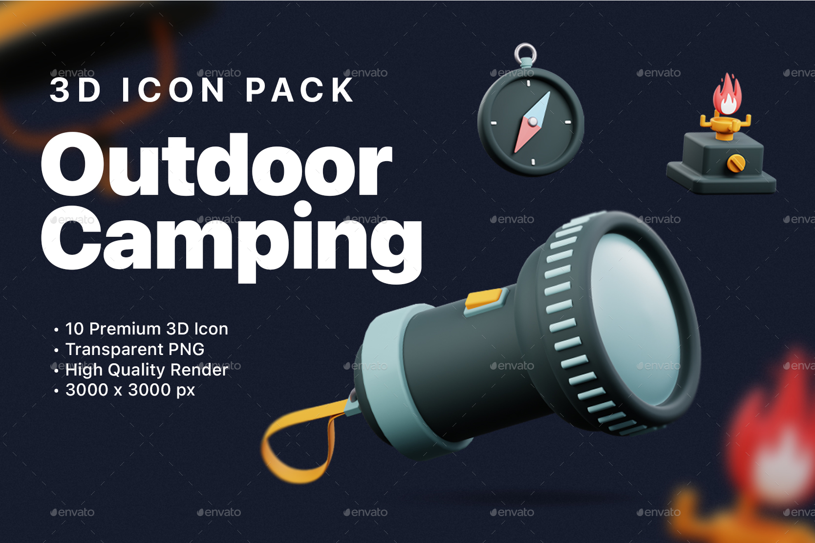 Camping Tool 3D Icon Pack, Icons | GraphicRiver