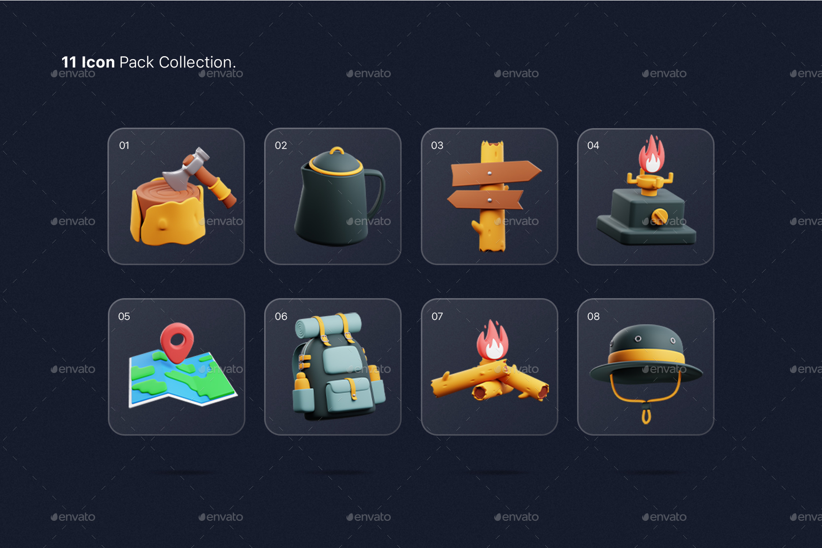Camping Tool 3D Icon Pack, Icons | GraphicRiver
