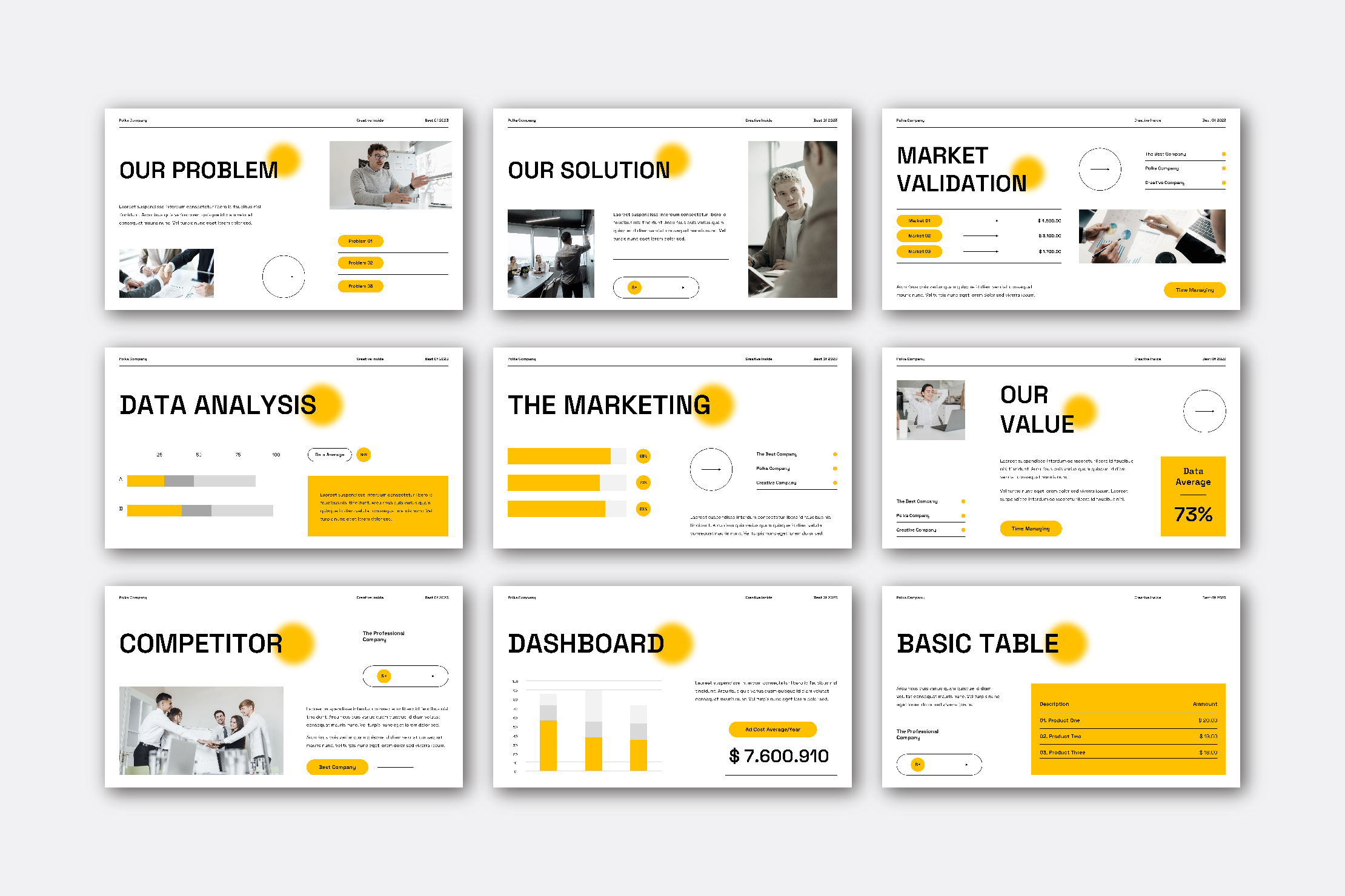 Yellow Minimalist Modern Presentation Template, Presentation Templates