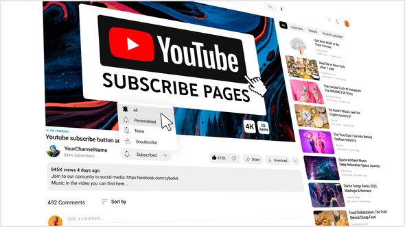 Realistic YouTube subscribe page PACK, After Effects Project Files