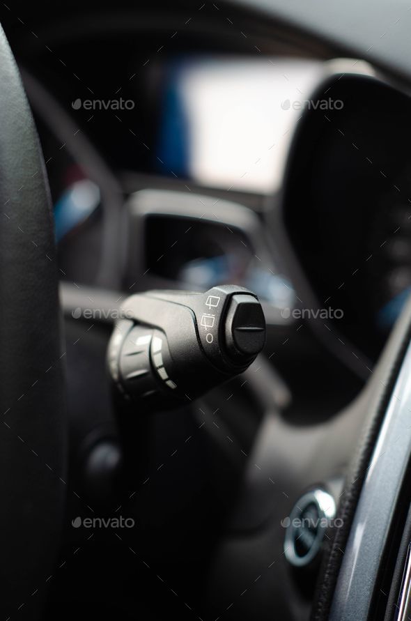 Windscreen wiper control adjustment lever switch in a modern car Stock ...