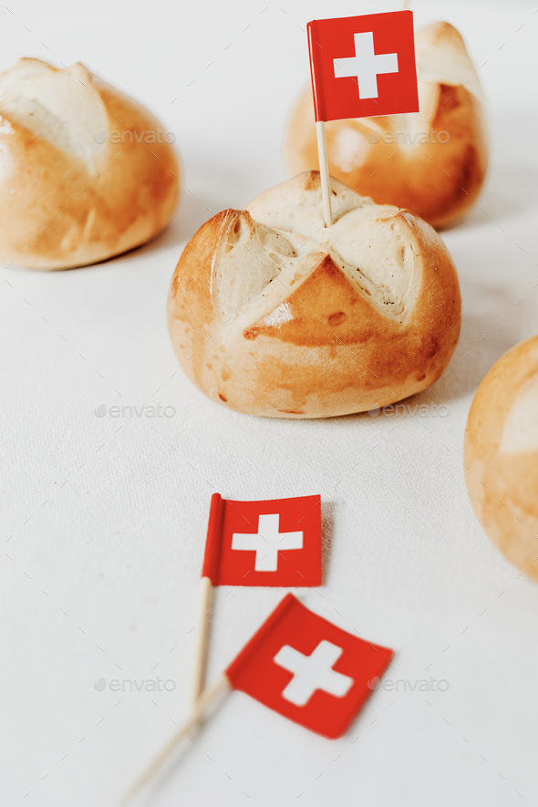 Swiss bread to celebrate Swiss National Day on August 1st. Stock Photo ...