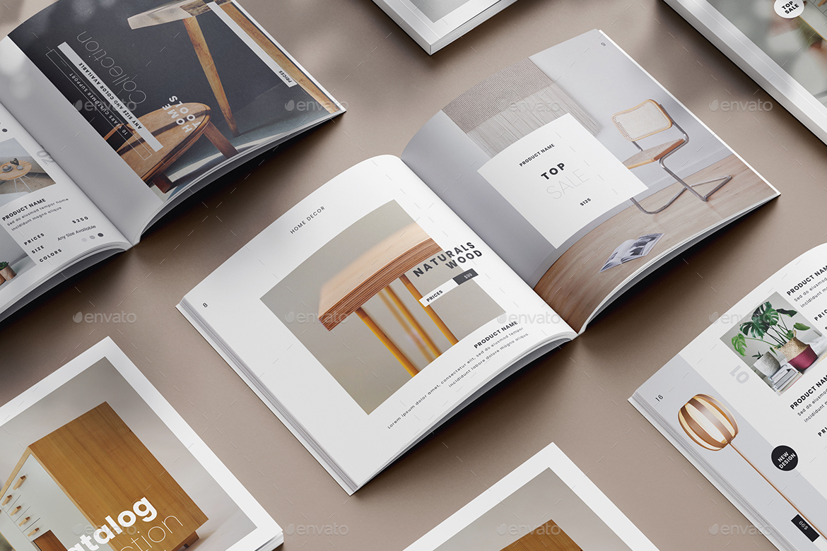 Square Furniture and Interior Catalog Template, Print Templates ...