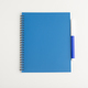 top view blue copybook with pen on white background drawing art paint ...