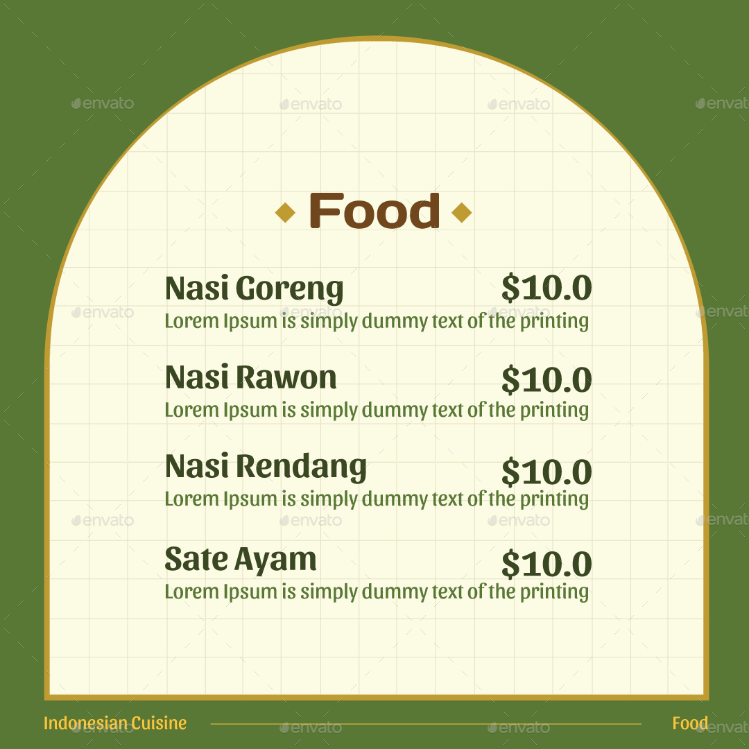 Indonesian Cuisine Menu, Print Templates | GraphicRiver