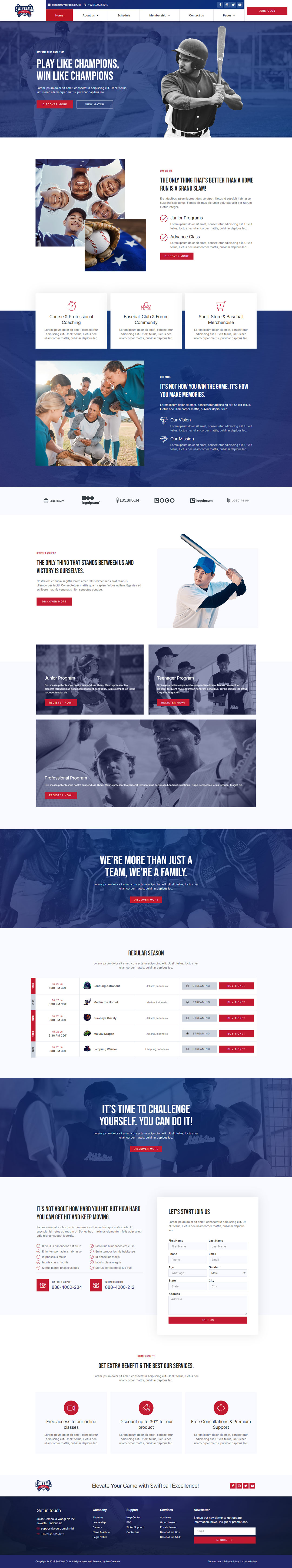 SwiftBall - BaseBall Team & Sport Club Elementor Pro Template Kit by ...