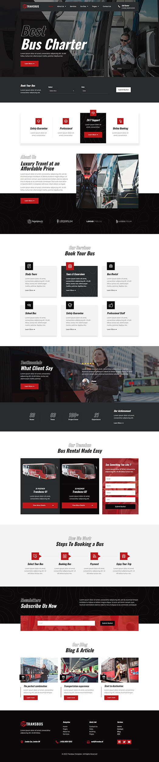 Transbus - Bus Charter Service Elementor Template Kit by Kitpro ...