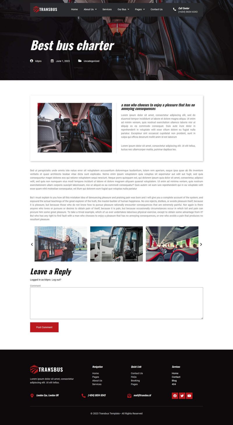 Transbus - Bus Charter Service Elementor Template Kit by Kitpro ...