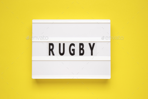 The word rugby on lightbox isolated yellow background. Stock Photo by ...