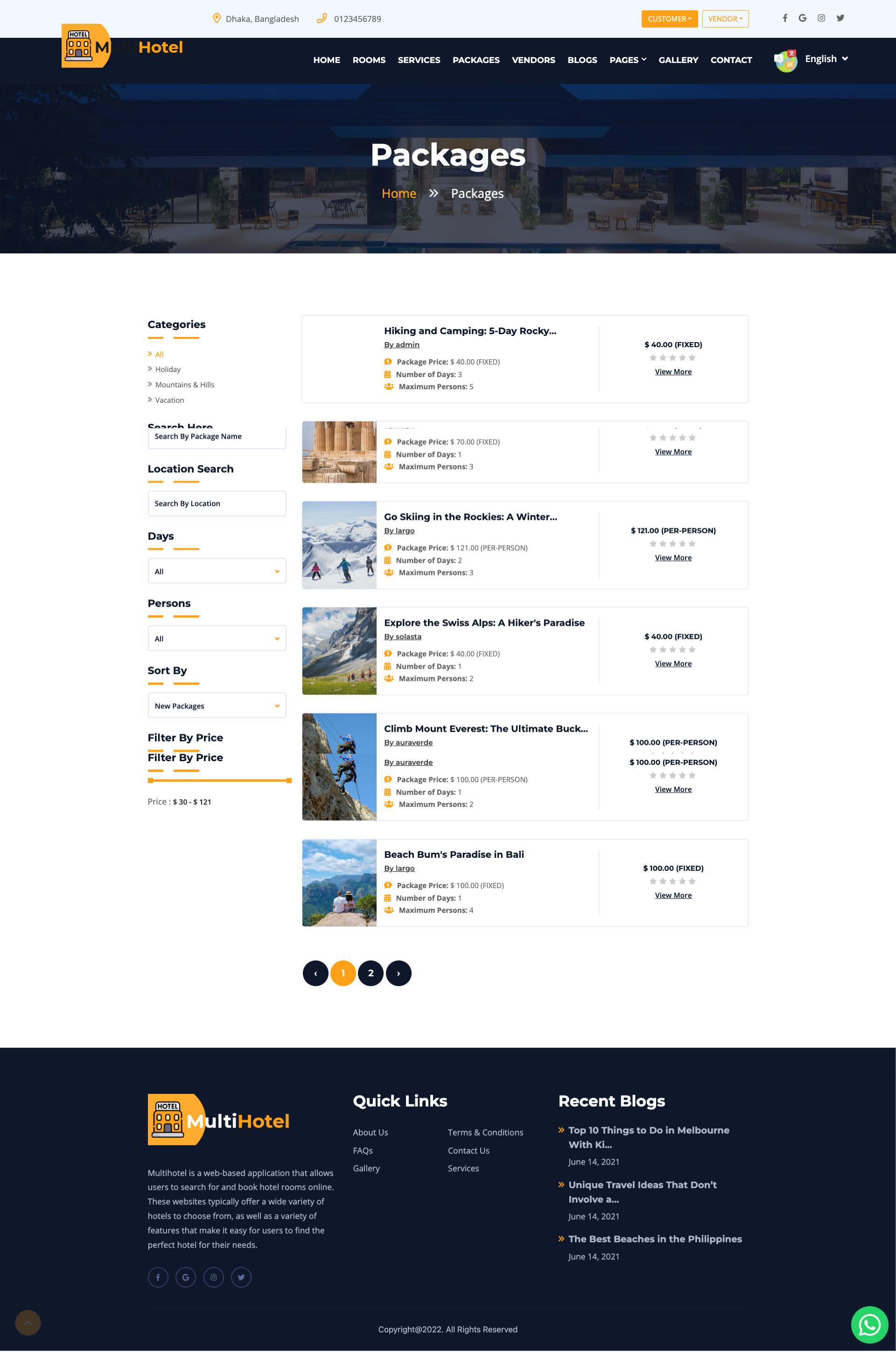 MultiHotel - Multivendor Hotel Booking / Tour Package Booking Website ...