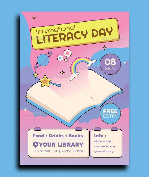 Literacy Day Flyer Set, Print Templates | GraphicRiver