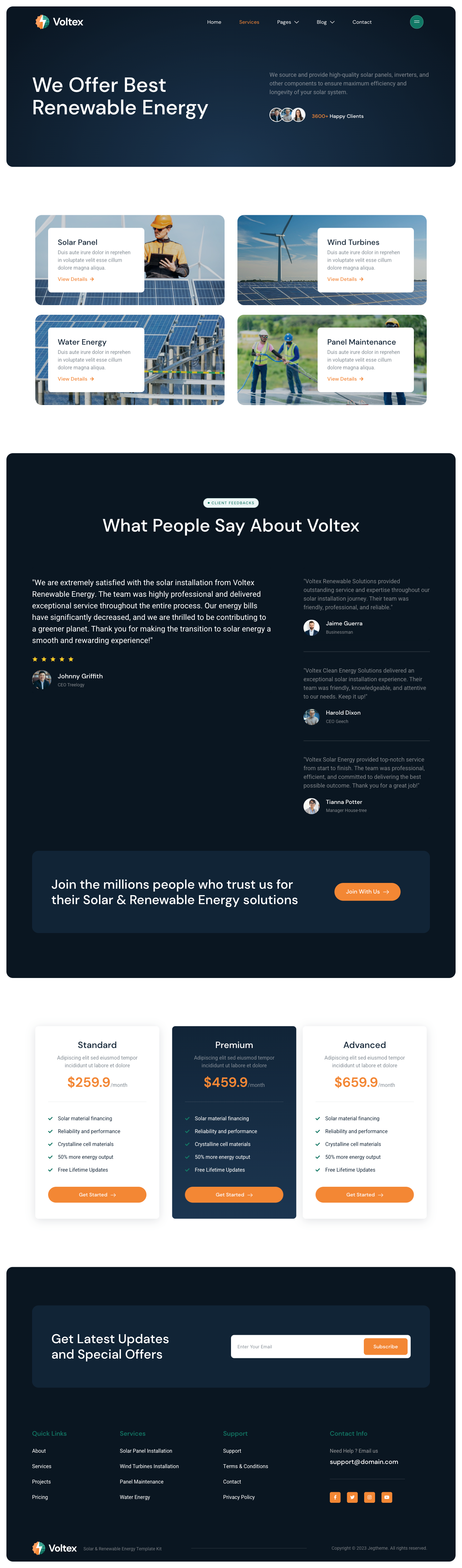 Voltex – Solar Panels & Renewable Energy Company Elementor Template Kit ...