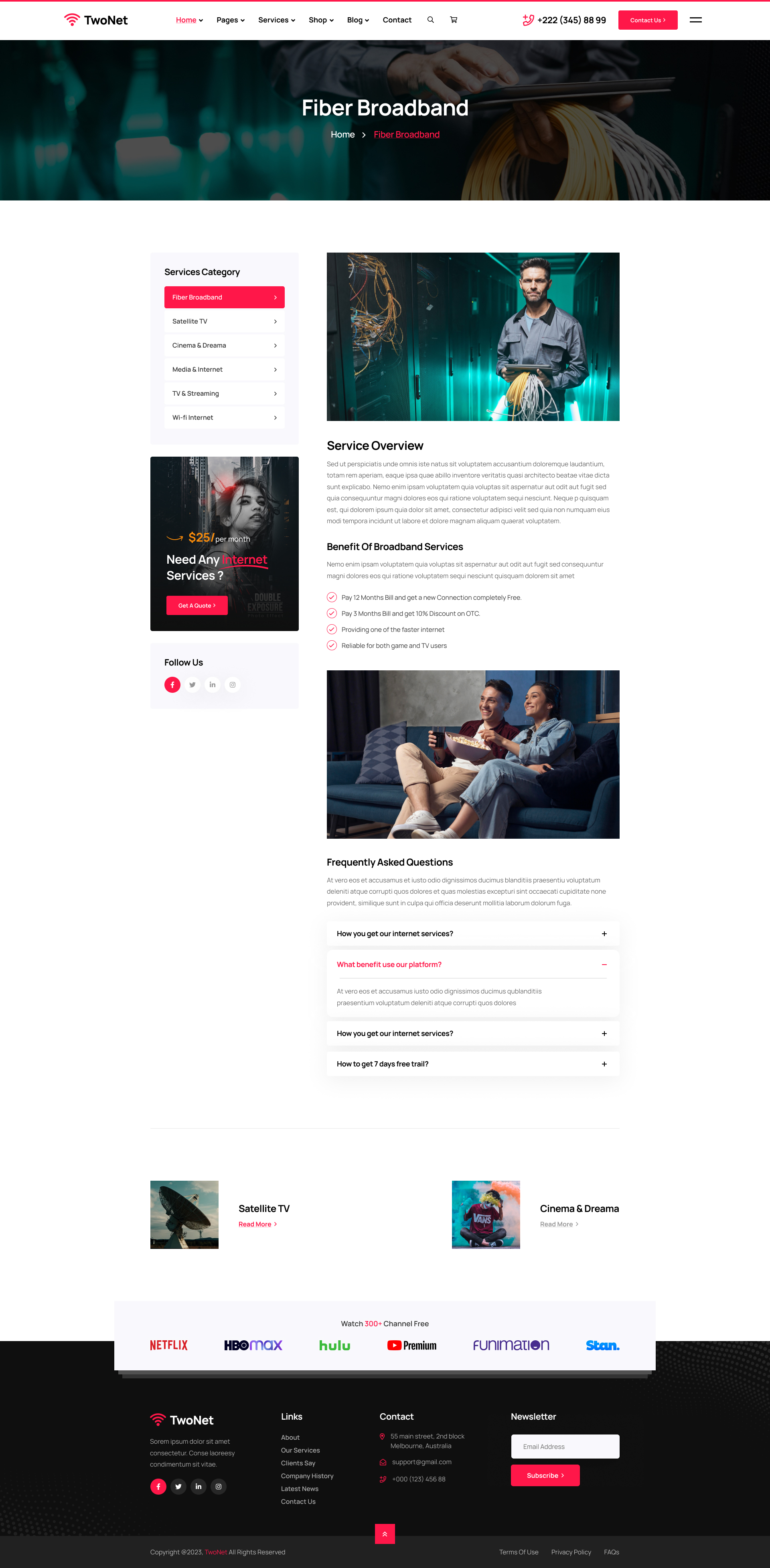 Twoet - TV & Internet Provider Figma Template by Webtend | ThemeForest