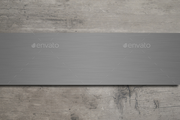 Empty brushed metal name tag on a old wooden door, nameplate 3d ...