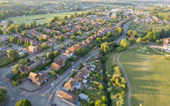 Drone aerial scenery of Canterbury city in Kent United Kingdom. Top ...