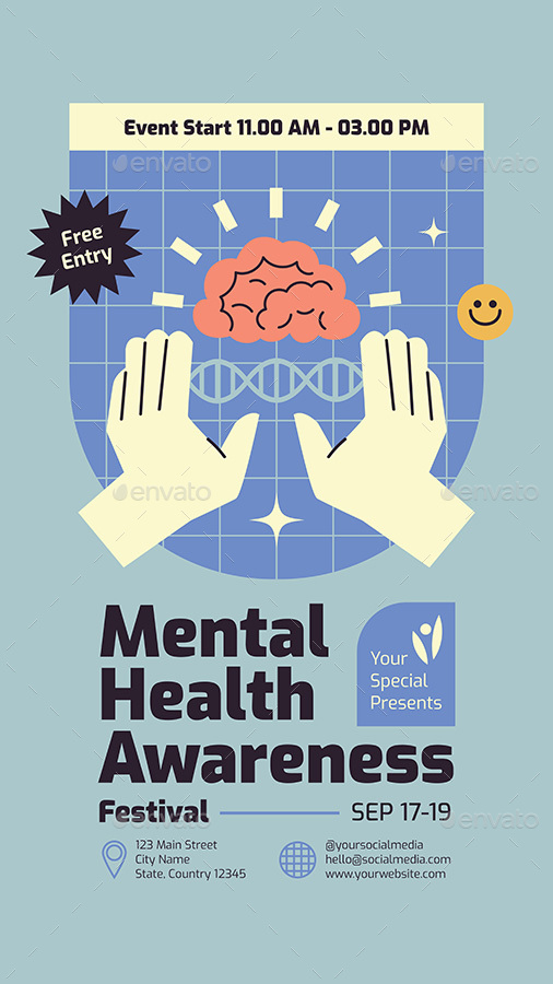 Mental Health Awareness Event Flyer Set, Print Templates | GraphicRiver