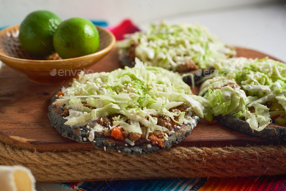 Mexican sopes with green sauce, Traditional food in Mexico Stock Photo ...