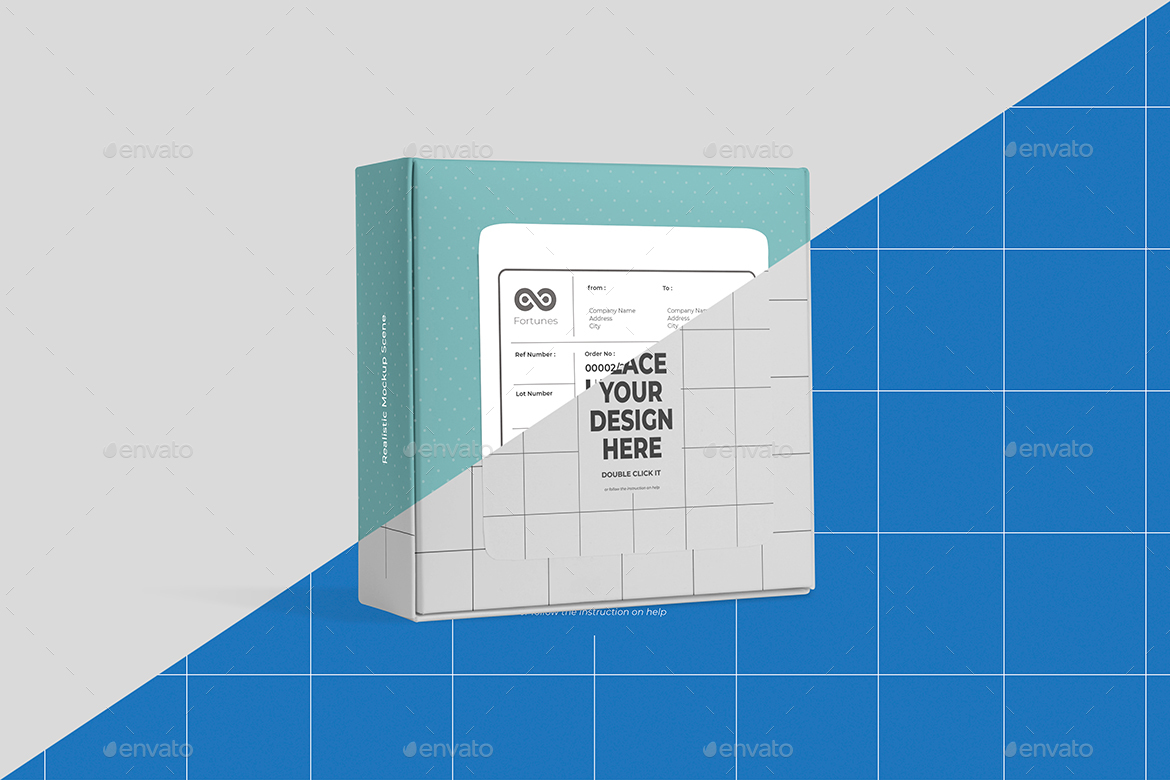Box Packaging With Sticker Label Mockup, Graphics | GraphicRiver