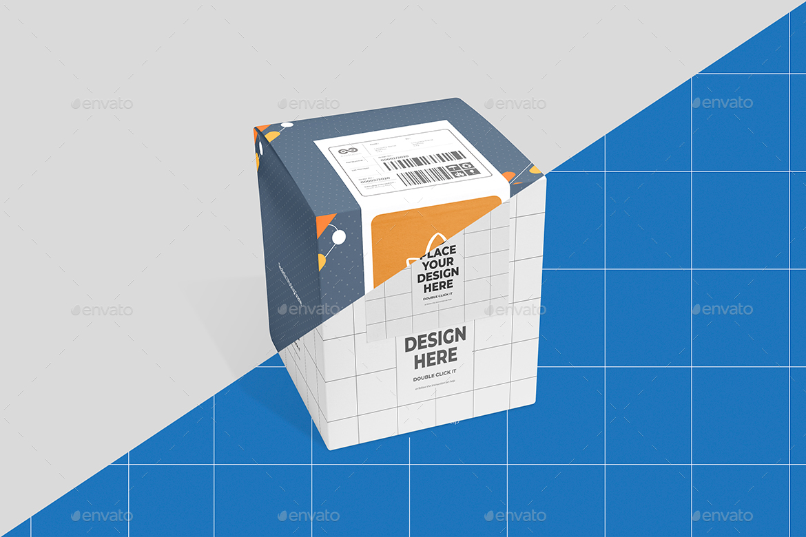 Box Packaging With Sticker Label Mockup, Graphics | GraphicRiver