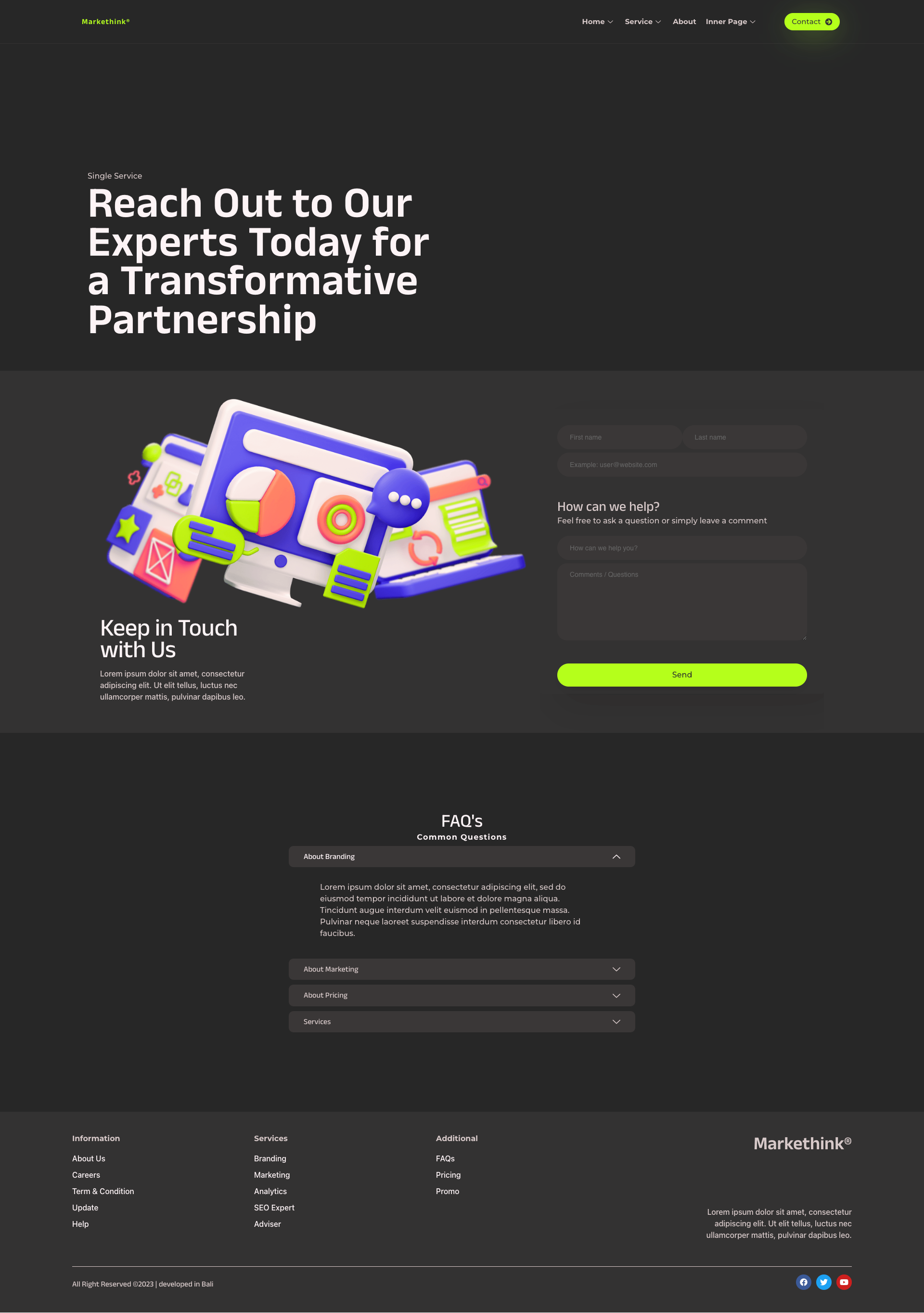 Markethink - Dark Mode Digital Marketing Agency Elementor Template Kit ...