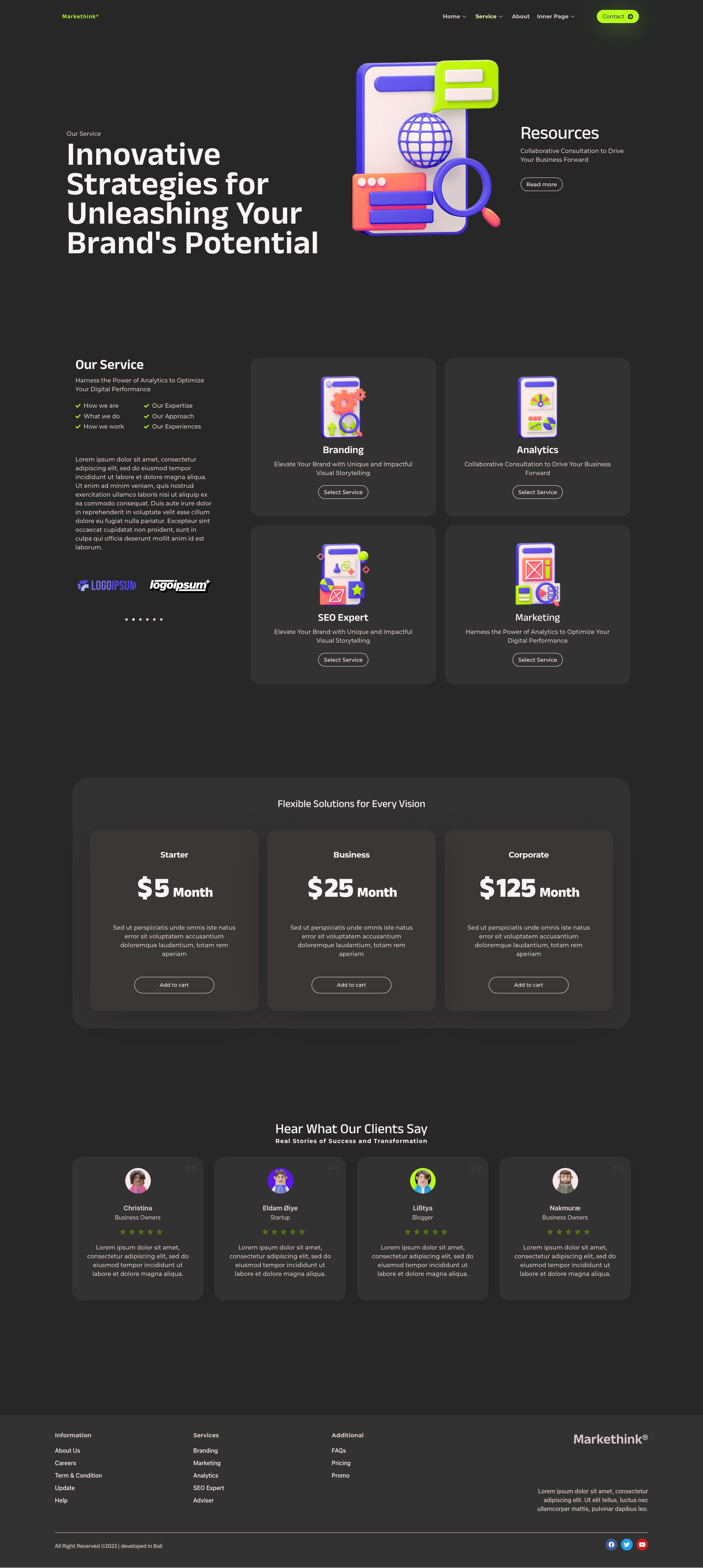 Markethink - Dark Mode Digital Marketing Agency Elementor Template Kit by Casloop