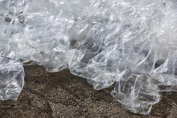 Plastic waste. Disposable management. PVC pollution. Global warning ...