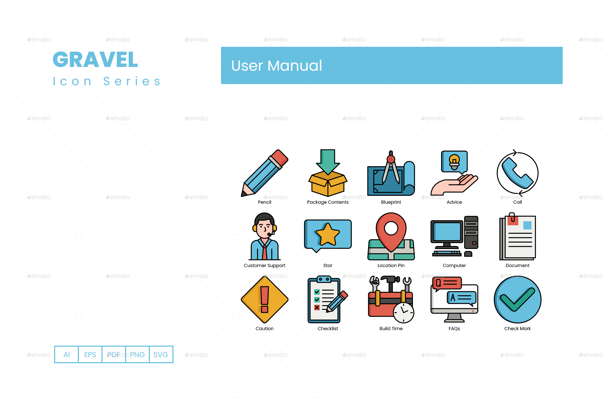 50 User Manual Icons | Gravel Series by Krafted | GraphicRiver