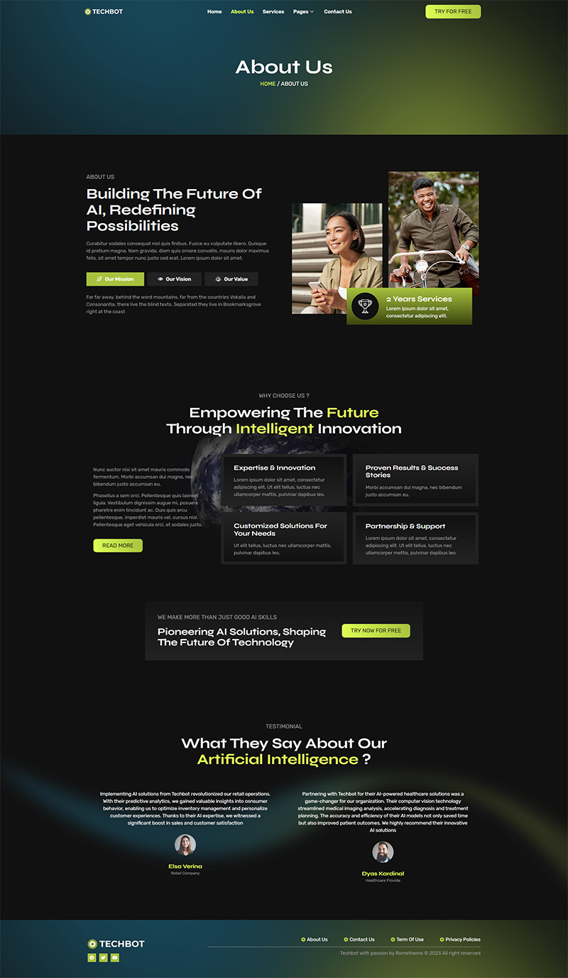 Techbot - Artificial Intelligence & Technology Services Elementor Template Kit by Rometheme