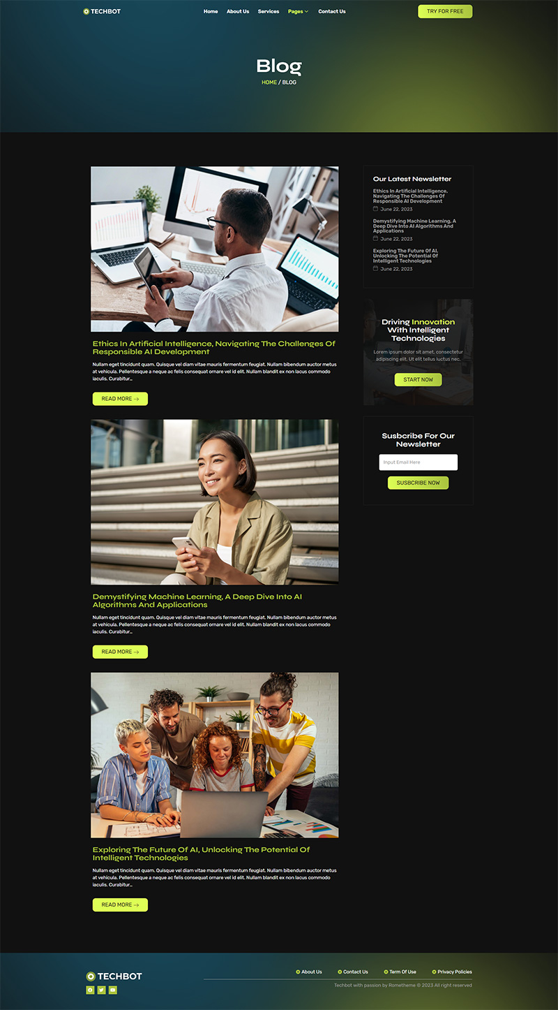 Techbot - Artificial Intelligence & Technology Services Elementor ...