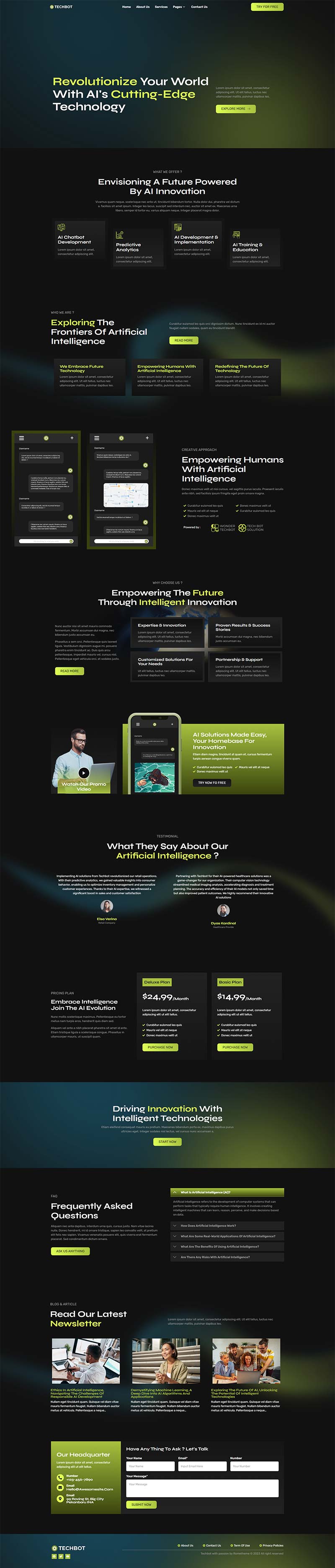 Techbot - Artificial Intelligence & Technology Services Elementor ...