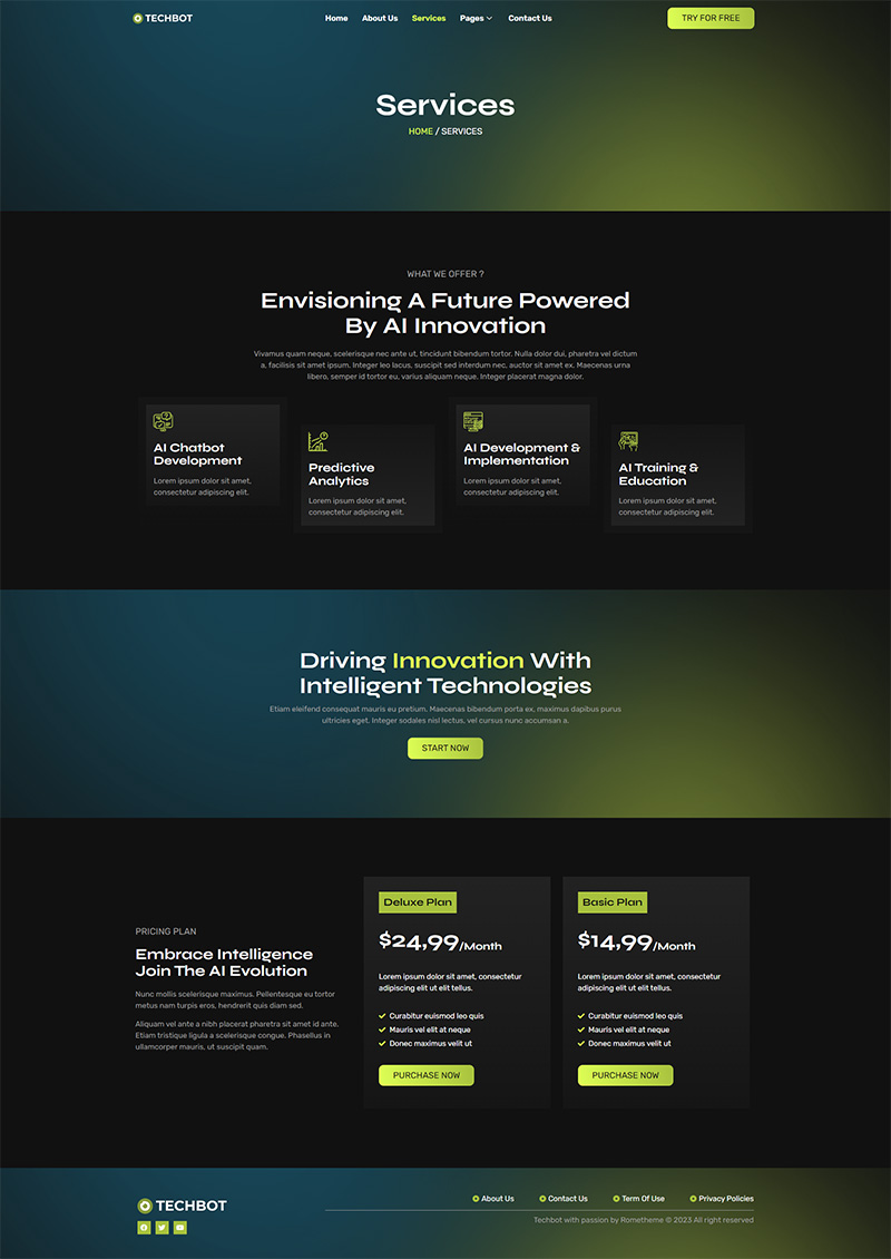 Techbot - Artificial Intelligence & Technology Services Elementor ...