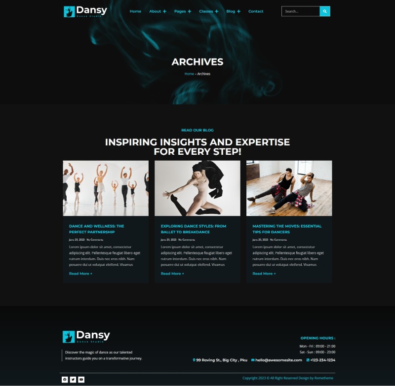 Dansy - Dance Studio Elementor Pro Template Kit by Rometheme | ThemeForest