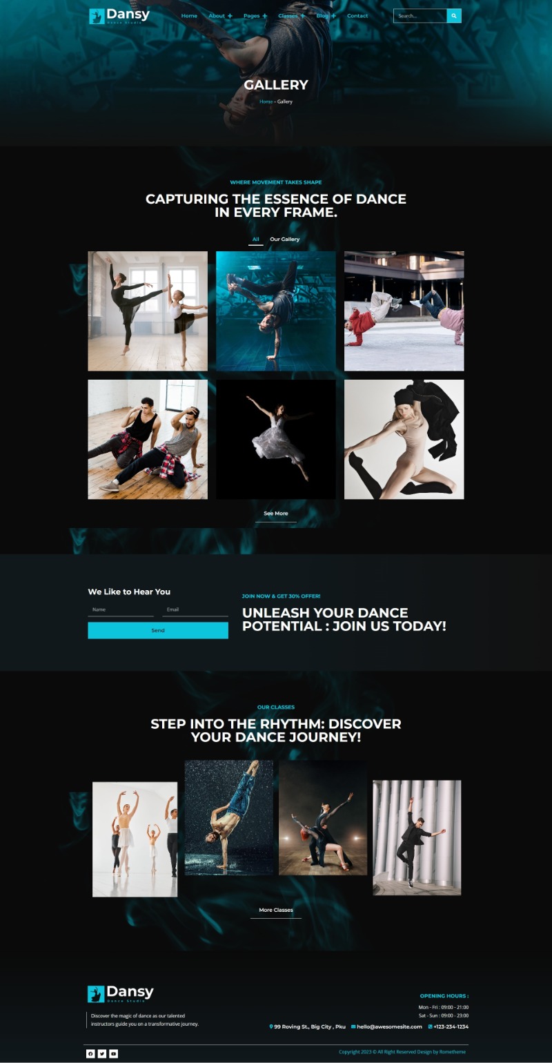 Dansy - Dance Studio Elementor Pro Template Kit by Rometheme | ThemeForest