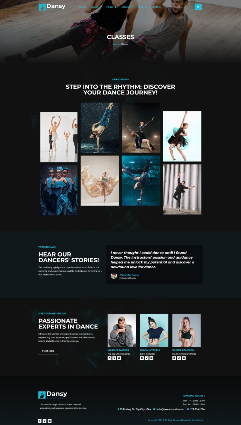 Dansy - Dance Studio Elementor Pro Template Kit by Rometheme | ThemeForest