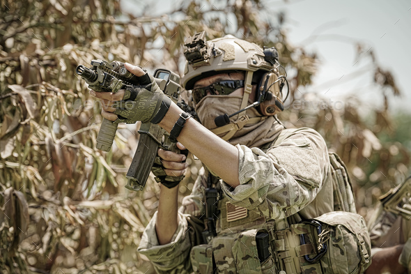 United States Army ranger. Elite fighter of special forces ready for ...