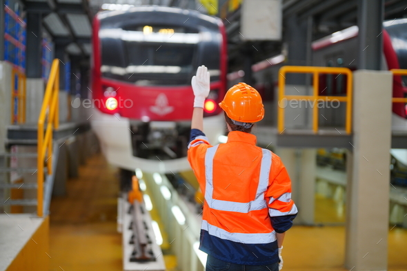 Specialist Railway Engineer checking the Condition of Trains Railway ...