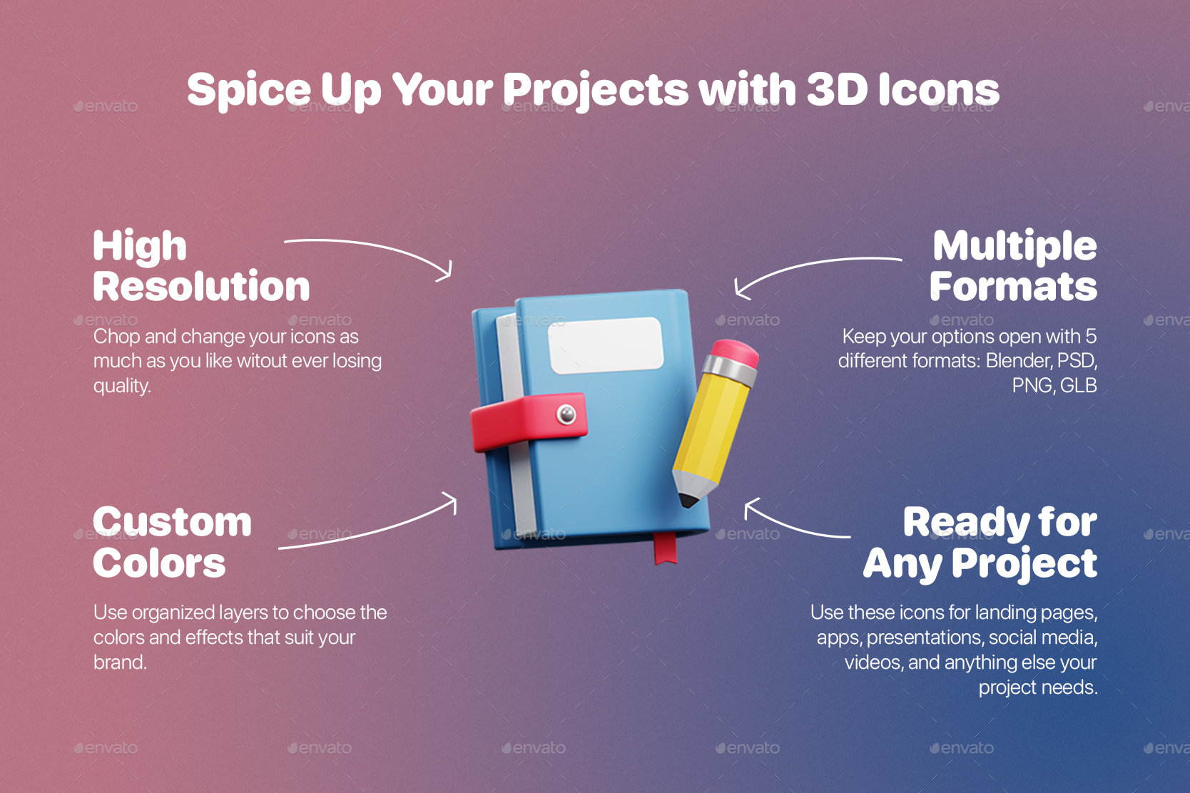 Back to School 3D Icon Pack, Icons | GraphicRiver