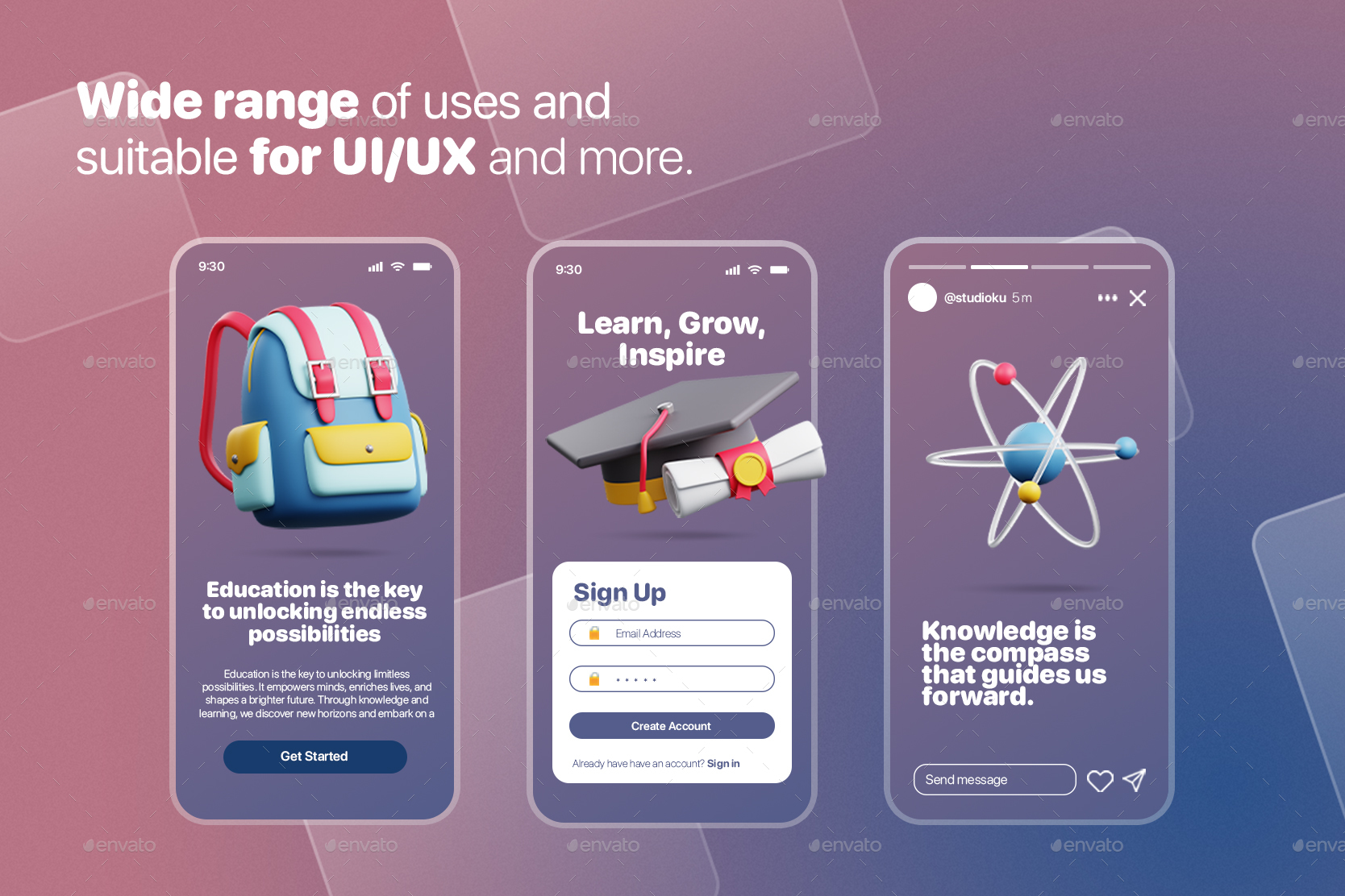 Back to School 3D Icon Pack, Icons | GraphicRiver