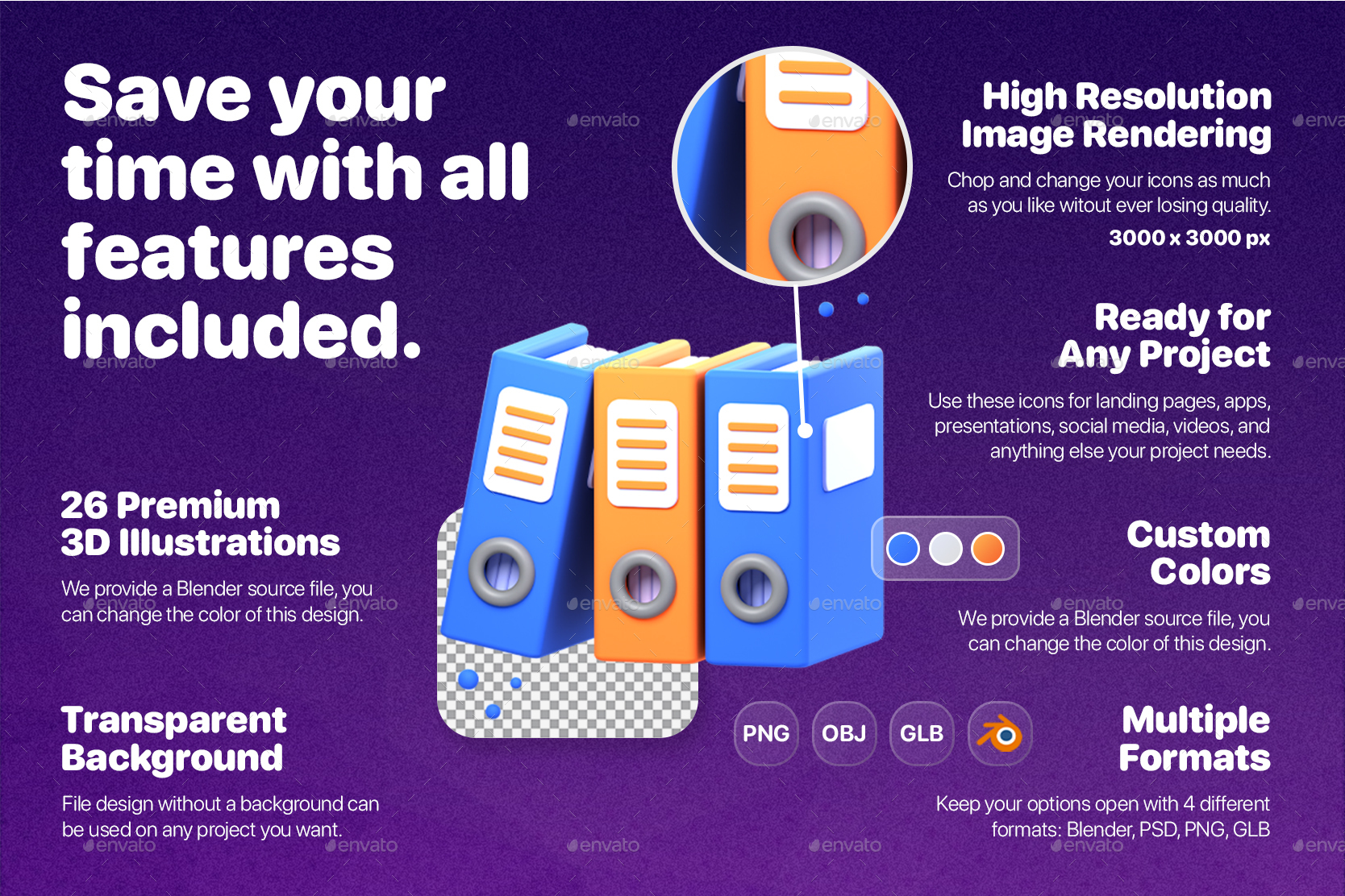 Stationery Material 3D Icon Pack, Graphics | GraphicRiver