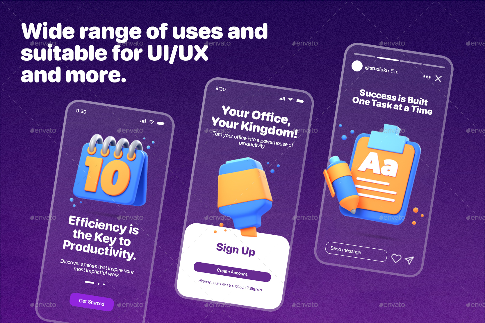 Stationery Material 3D Icon Pack, Graphics | GraphicRiver