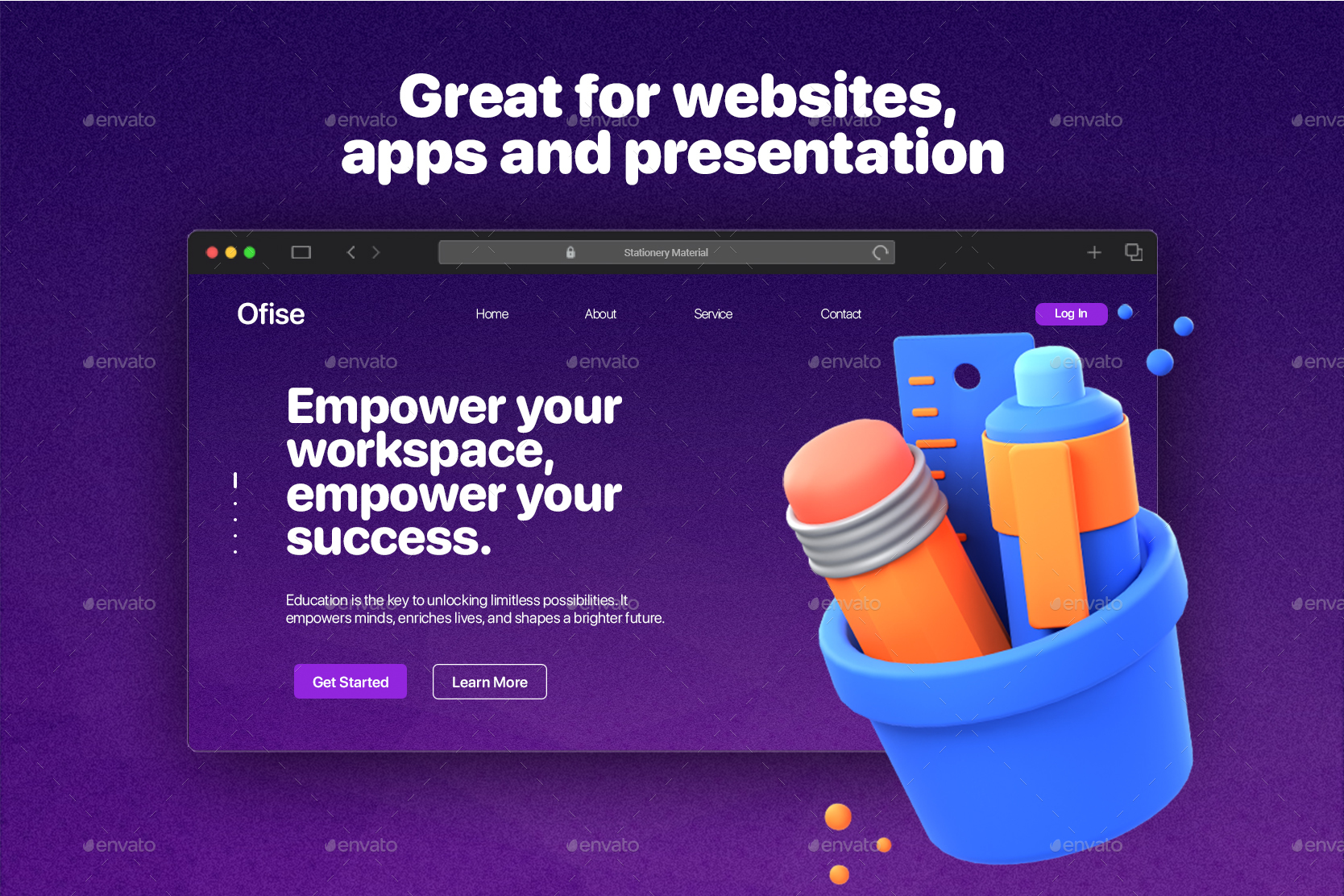 Stationery Material 3D Icon Pack, Graphics | GraphicRiver