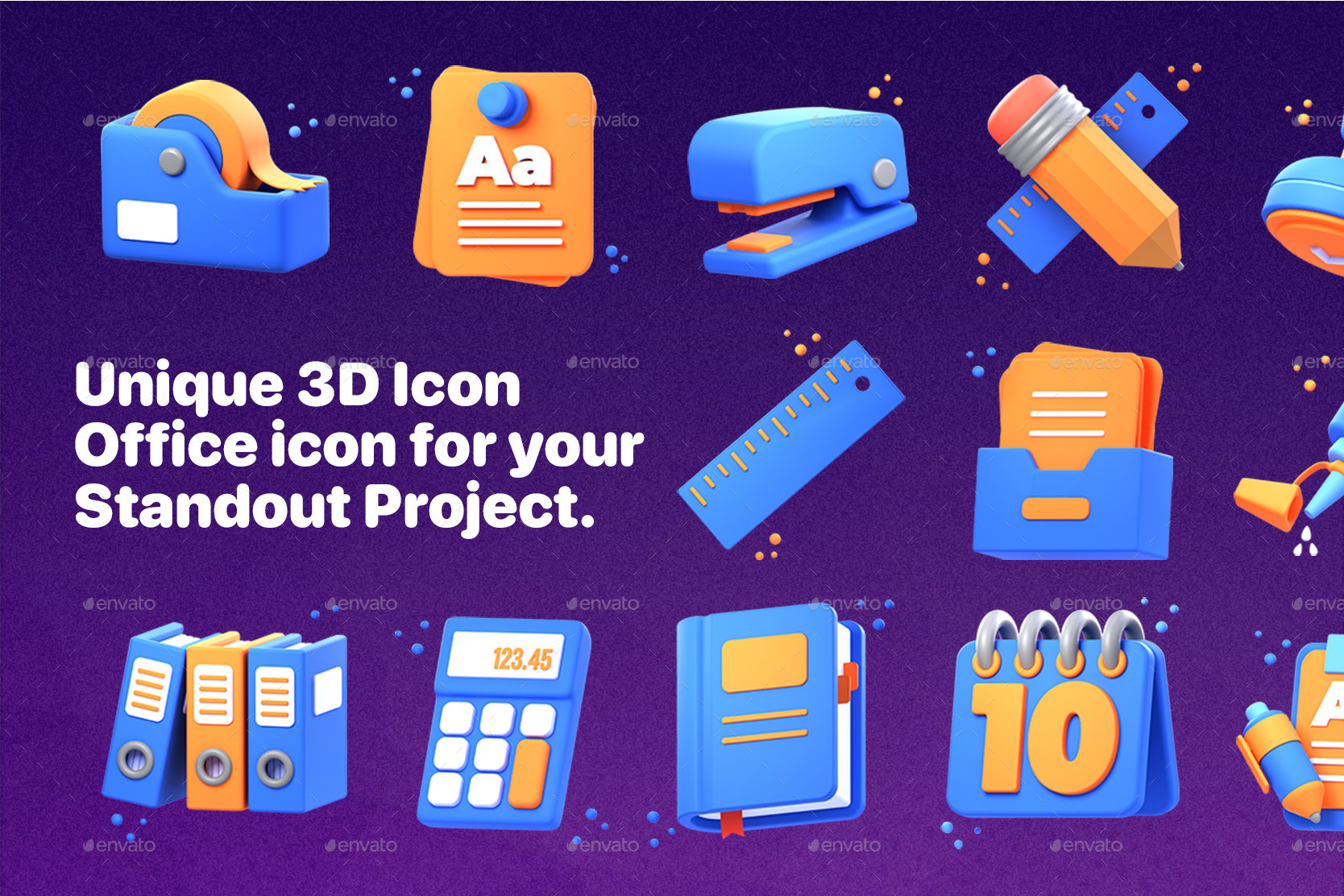 Stationery Material 3D Icon Pack, Graphics | GraphicRiver