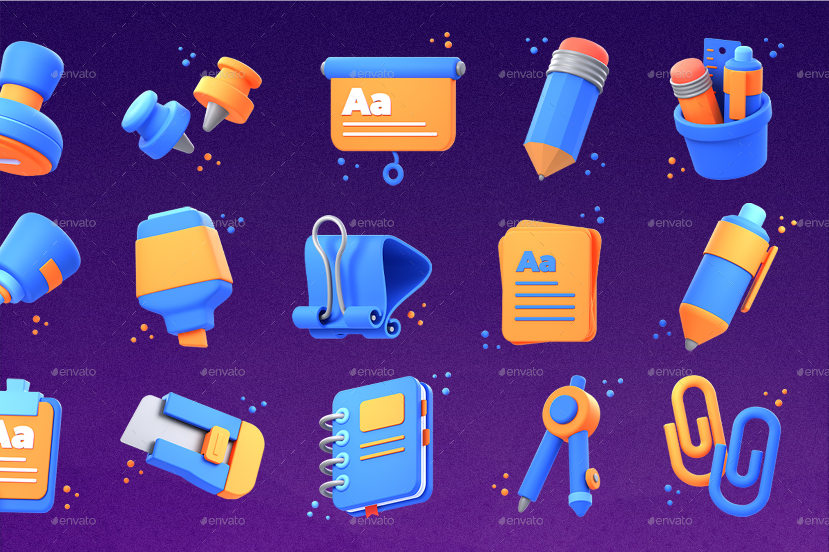 Stationery Material 3D Icon Pack, Graphics | GraphicRiver